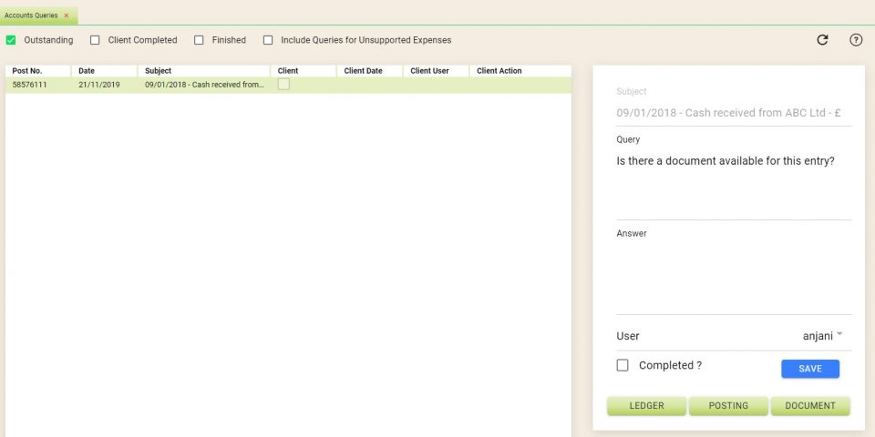 Accounts Queries - EcoOffice